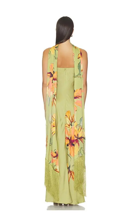 Rococo Sand Strapless Maxi Dress With Fringe Sash In . Also