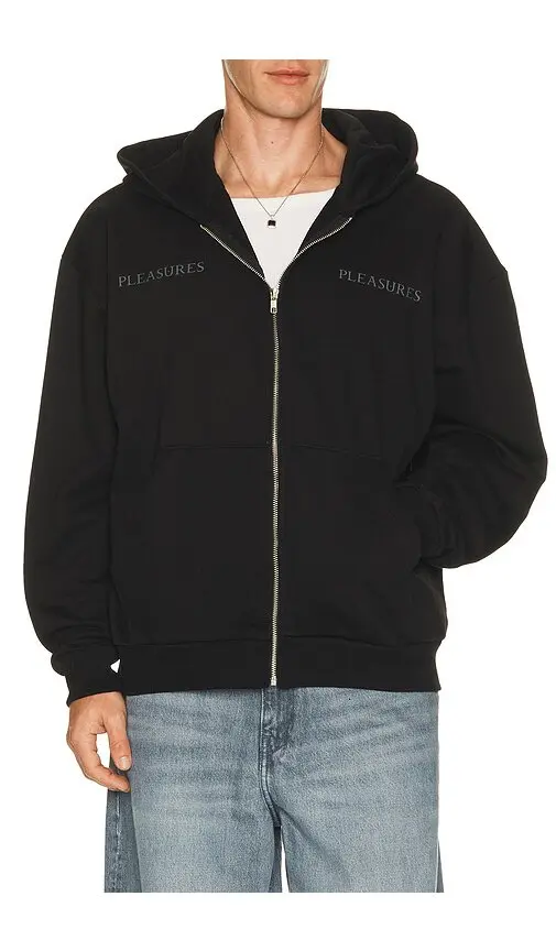 PLEASURES Spine Full Zip Hoodie In . Also - Black