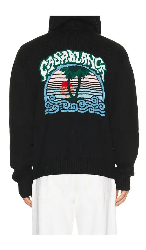 Casablanca Palm Tree Emblem Zip Up Hoodie In . Also - Black