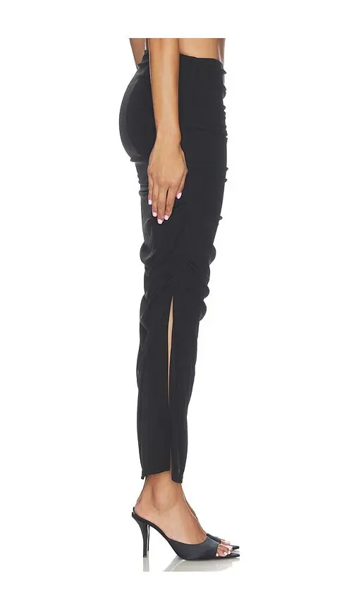 Cult Gaia Ruched Side Slit Maxi Skirt - Black