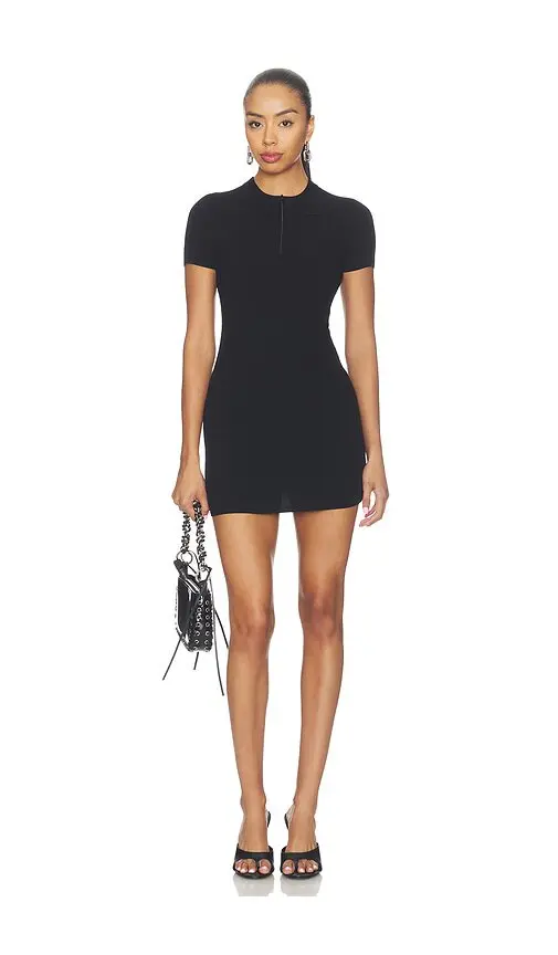 Alexander Wang Mock Neck Dress With Logo Track Stripe In . Also - Black