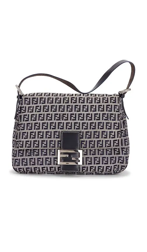 FWRD RENEW Fendi Zucchino Mama Baguette Shoulder Bag - Blue