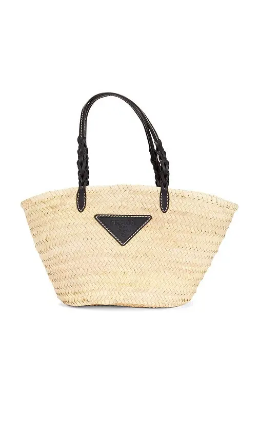 FWRD RENEW Prada Raffia Tote Bag - Neutral