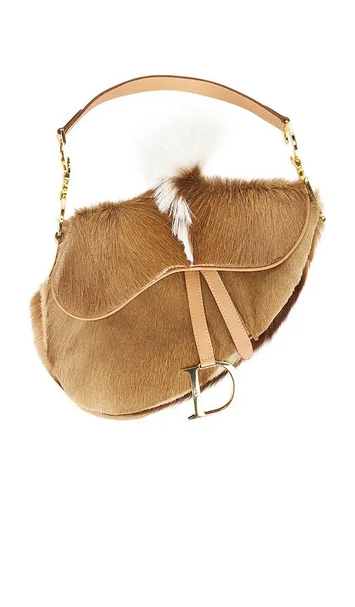 FWRD RENEW Dior Pony Hair Mohawk Saddle Bag - Brown