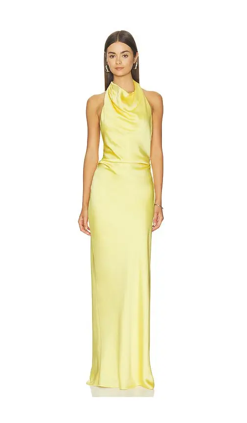 Simkhai Reannon Satin Draped Gown In . Also - Yellow