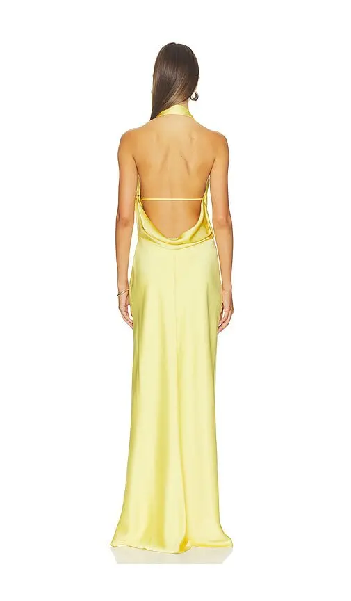 Simkhai Reannon Satin Draped Gown - Yellow