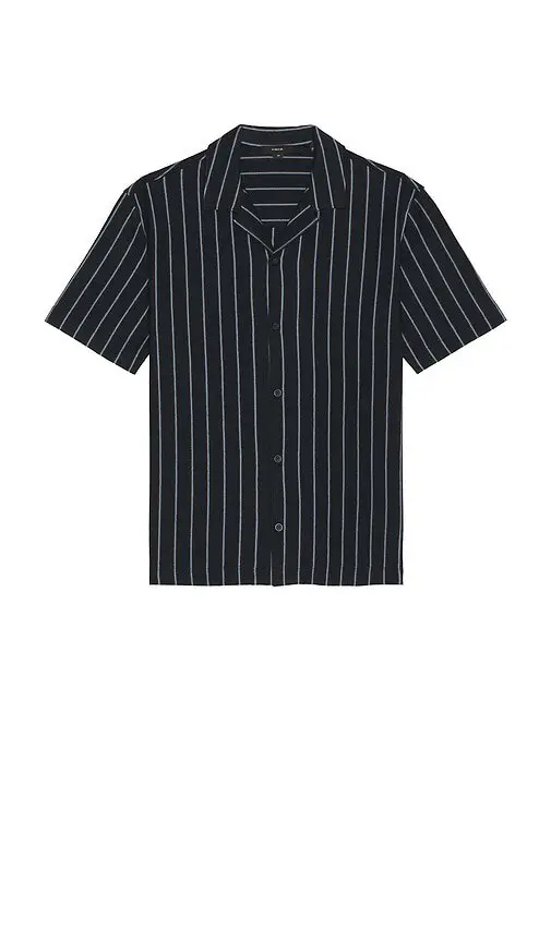 Vince Striped Terry Short Sleeve Cabana Shirt In . Also