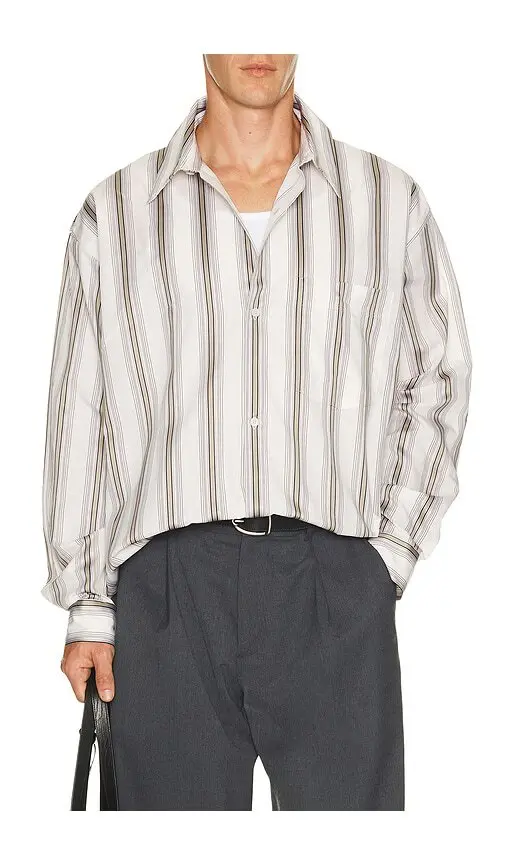 WON HUNDRED Maza Stripe Shirt In . Also - Grey