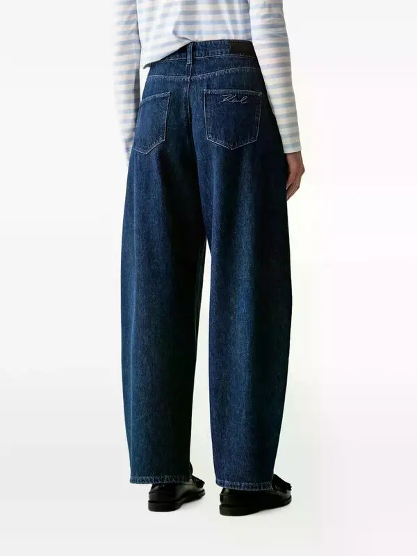 Karl Lagerfeld Embroidered-logo Pleated Jeans