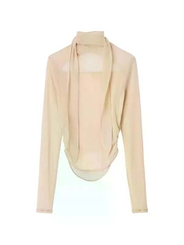LEMAIRE Ballerina Scarf Top In Mesh Jersey - Neutrals