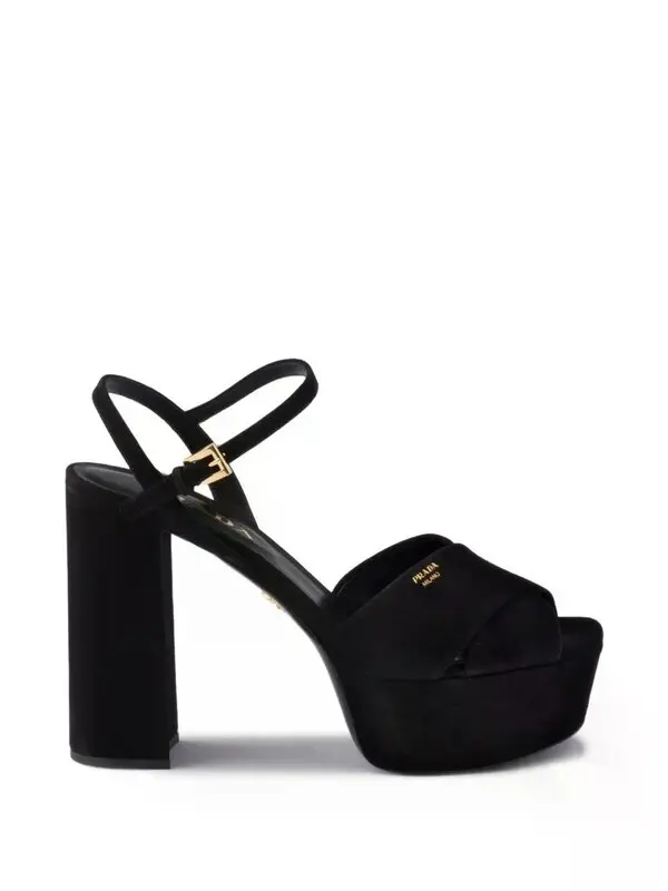 Prada Suede Platform Sandals - Black