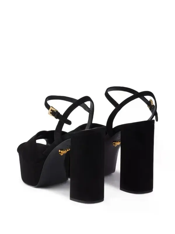 Prada Suede Platform Sandals - Black
