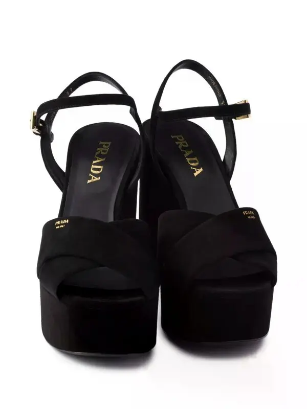 Prada Suede Platform Sandals - Black