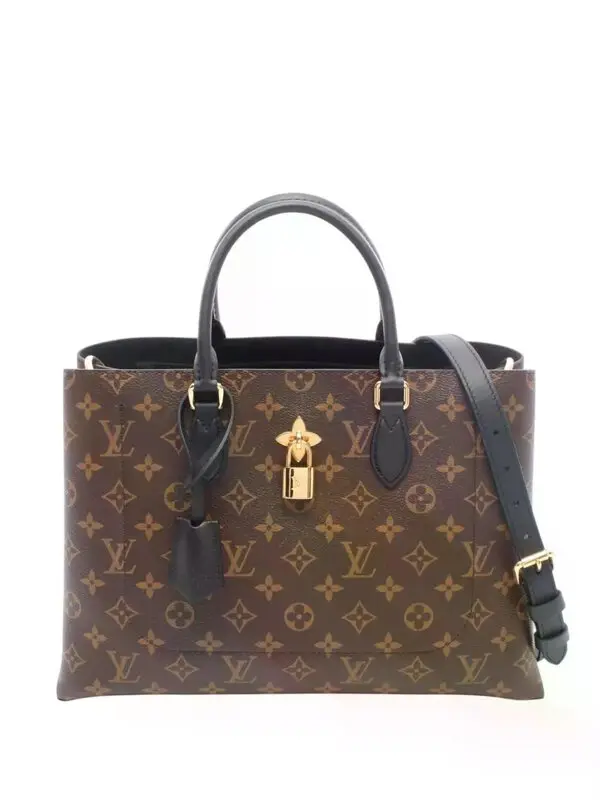 LOUIS VUITTON 2019 Monogram Flower Tote Satchel - Brown