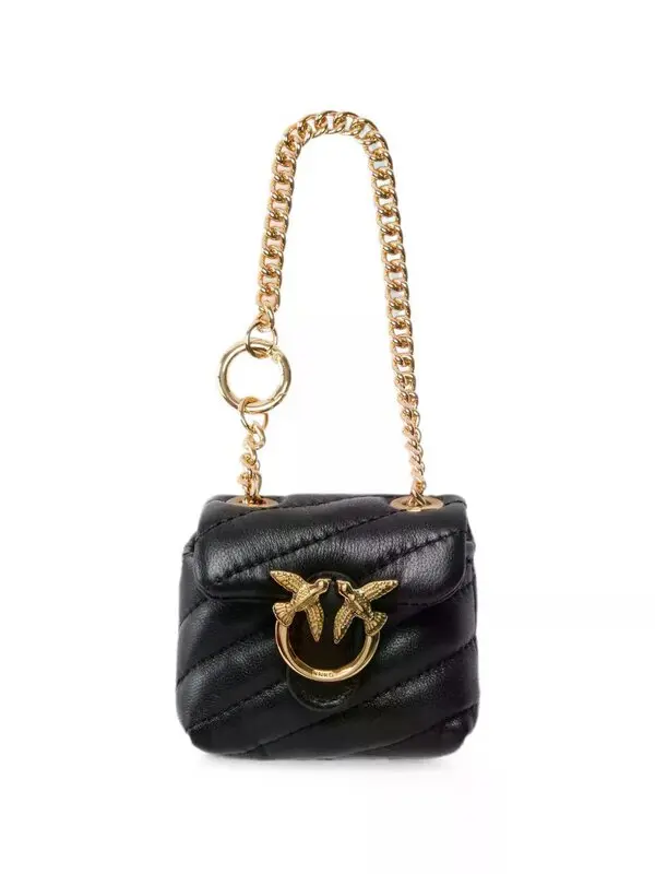 Pinko Love Birds Chevron-quilted Bag Charm - Black