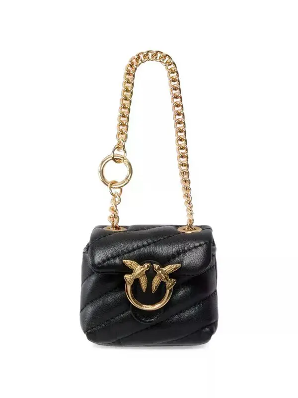 Pinko Love Birds Chevron-quilted Bag Charm - Black