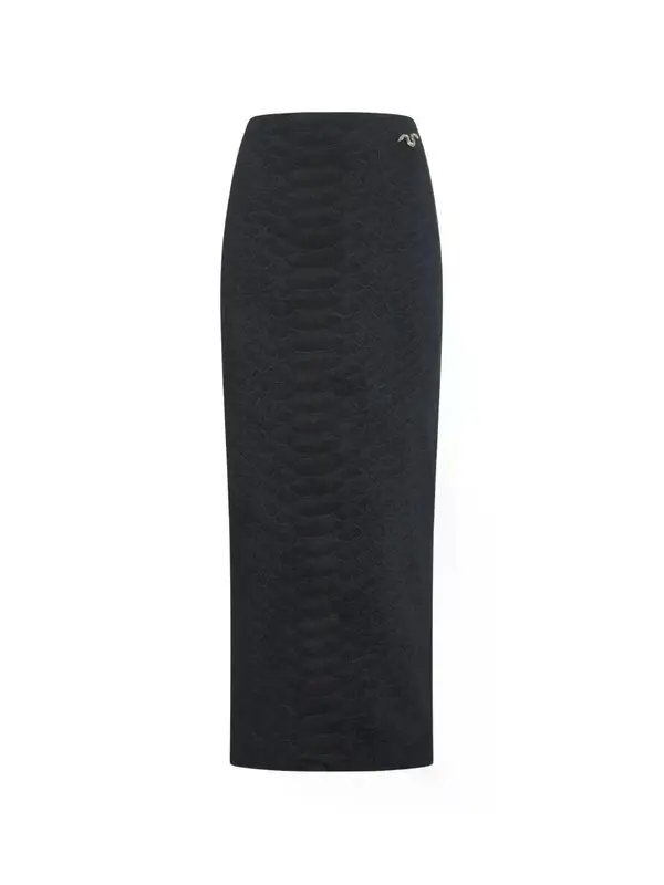 Roberto Cavalli Snake-texture Midi Skirt - Black
