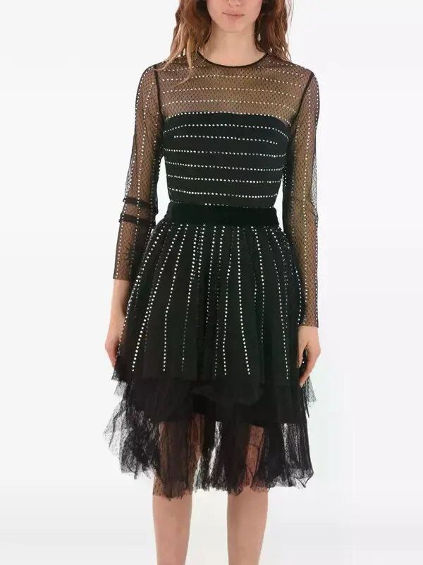 Philipp Plein Rhinestone-embellished Tulle Party Dress - Black