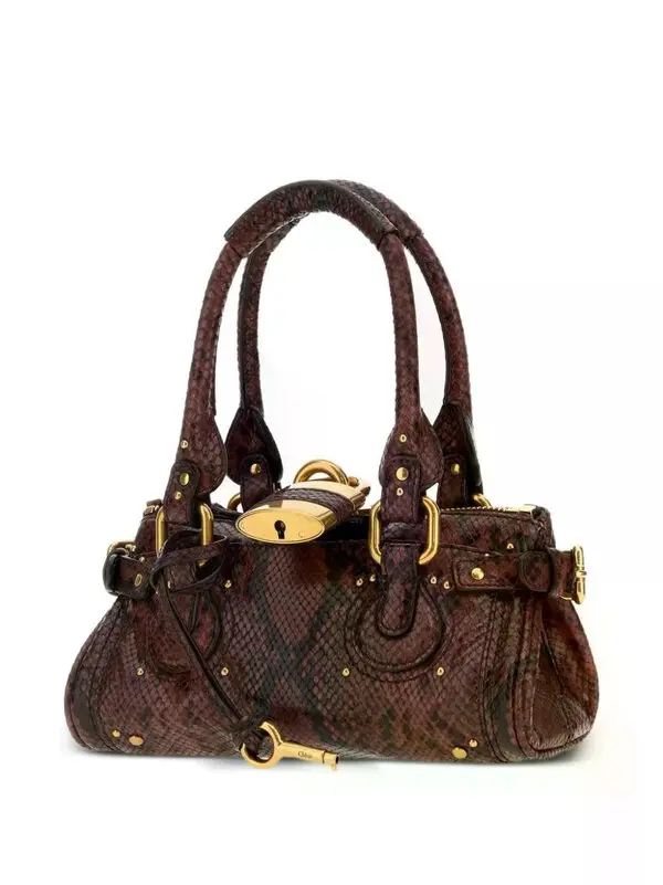 Chloé Small Paddington Snakeskin-effect Tote Bag - Brown