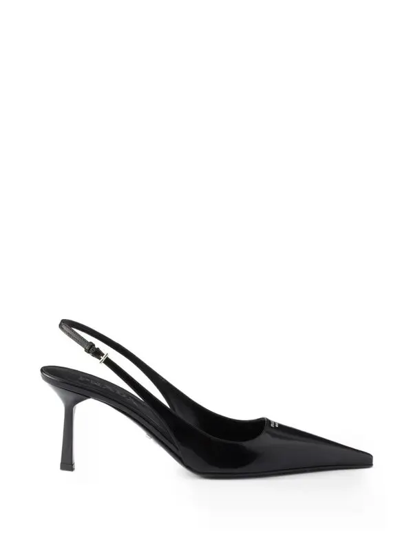 Prada Brushed Leather Slingback Pumps - Black