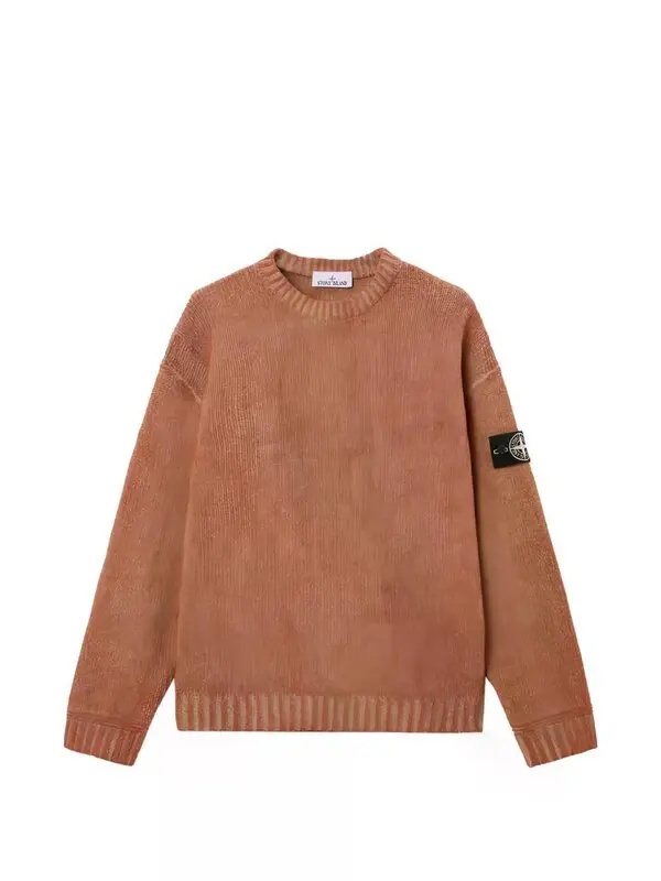 Stone Island Logo-patch Crew-neck Sweater - Brown