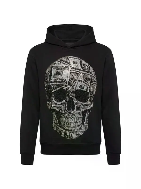 Philipp Plein Crystal-embellished Skull-motif Hoodie - Black