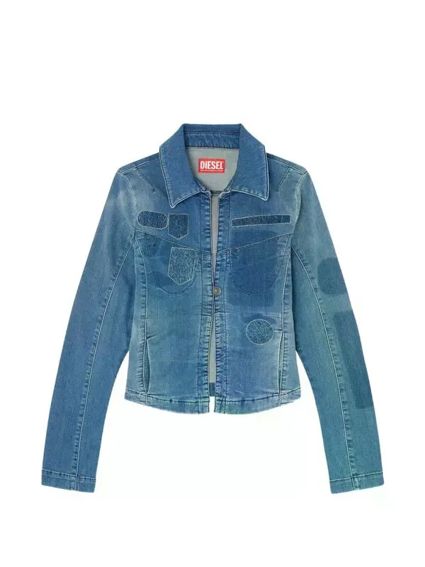 DIESEL® One-button Denim Shirt With Patch Effects - Blue