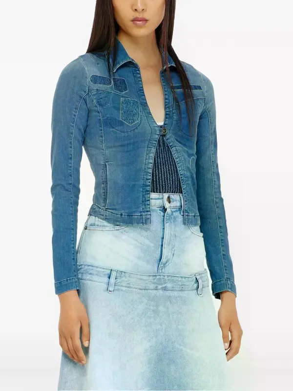 DIESEL® One-button Denim Shirt With Patch Effects