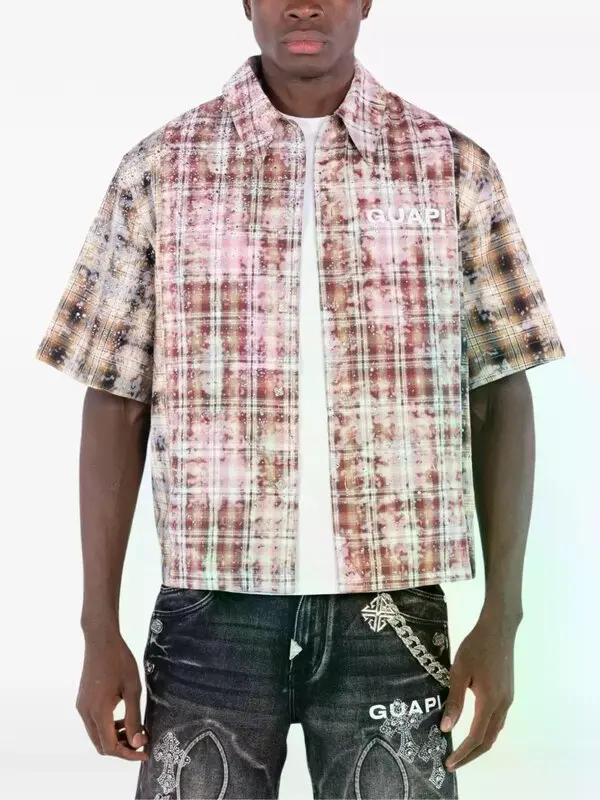 GUAPI Eclipse Rhinestone-embellished Plaid Shirt