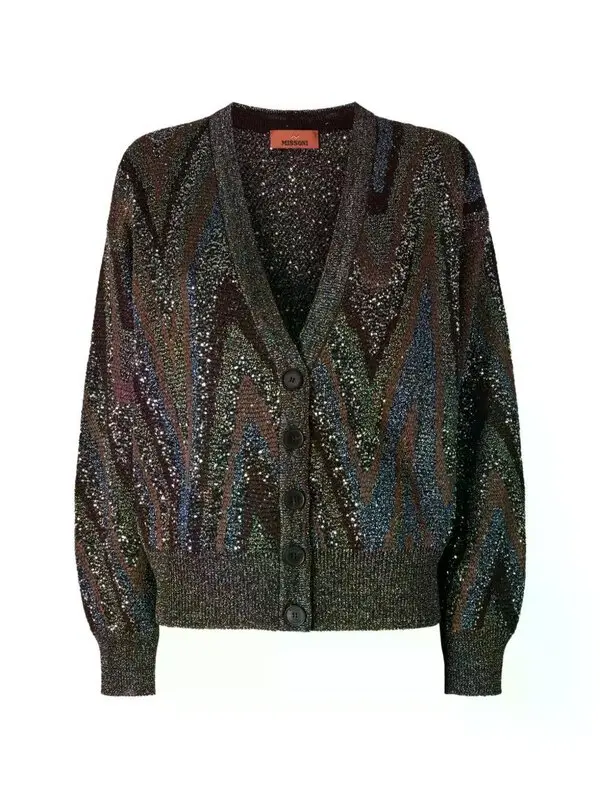 Missoni Sequin-embellished Zigzag-knit Cardigan - Grey