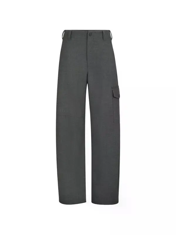 Brunello Cucinelli Virgin Wool Twill Cargo Barrel Trousers With Monili