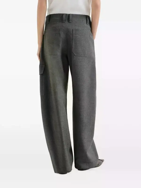 Brunello Cucinelli Virgin Wool Twill Cargo Barrel Trousers With Monili