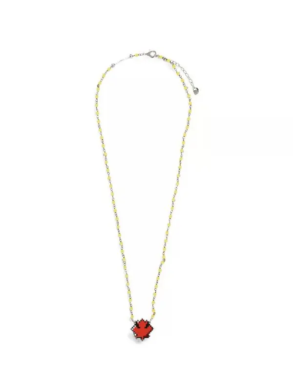 Dsquared2 Beaded Leaf Necklace - Silver