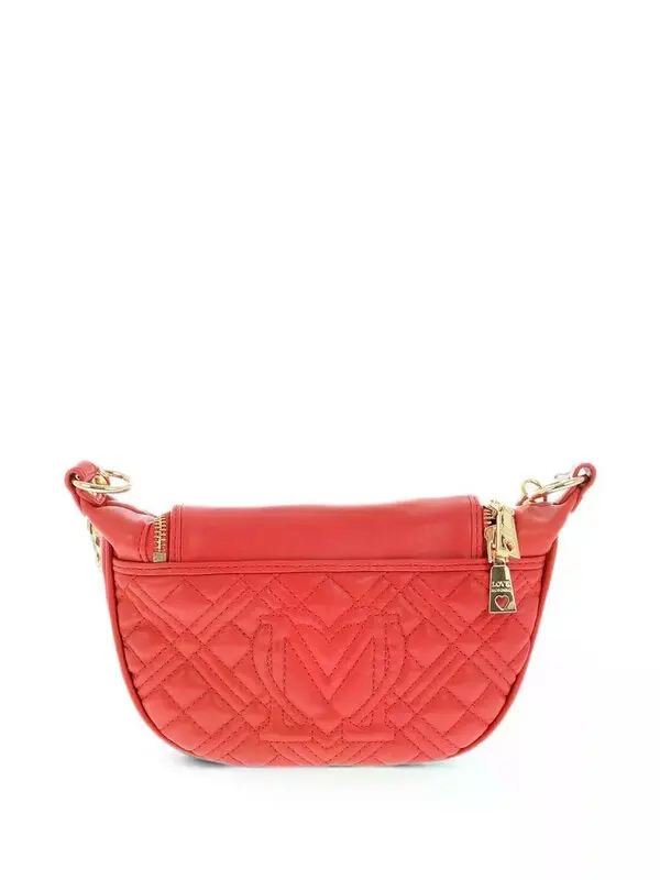 Moschino Quilted Logo-plaque Shoulder Bag - Red