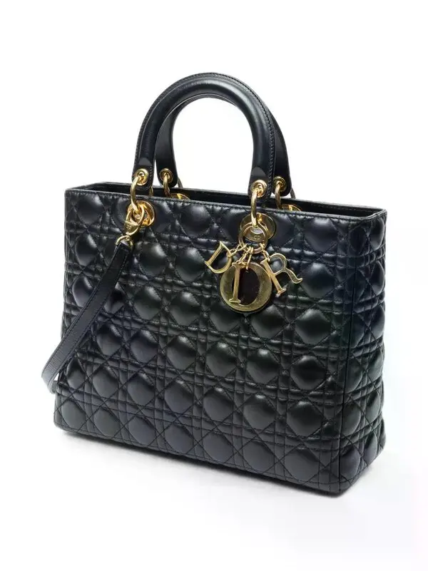 Dior Large Lady Cannage Tote Bag - Black