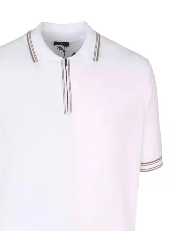 Peserico Zip-fastening Striped-trim Polo Shirt