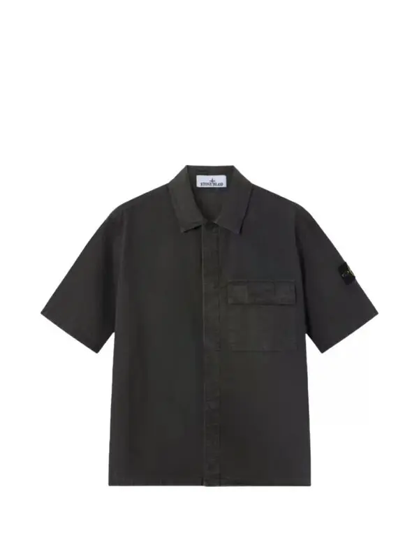 Stone Island Garment-dyed Short-sleeve Shirt - Grey
