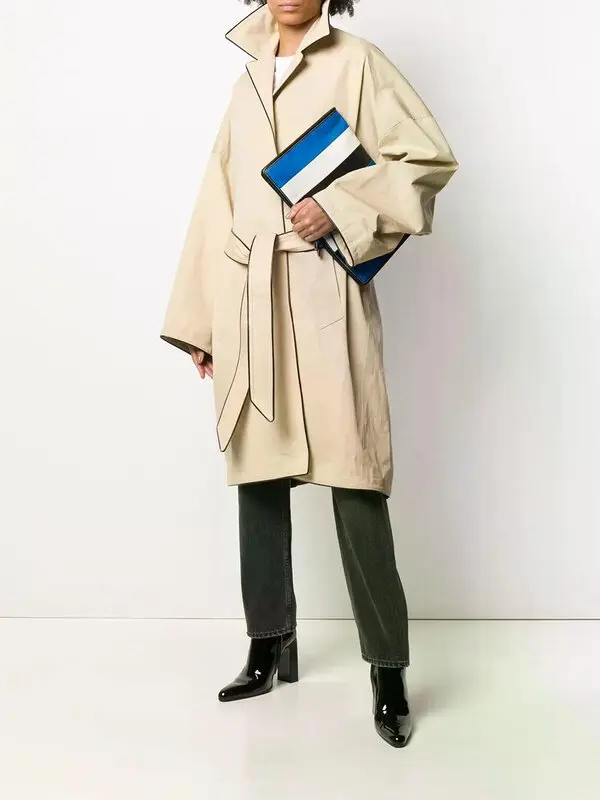 Balenciaga Contrast Trim Trench Coat - Neutrals