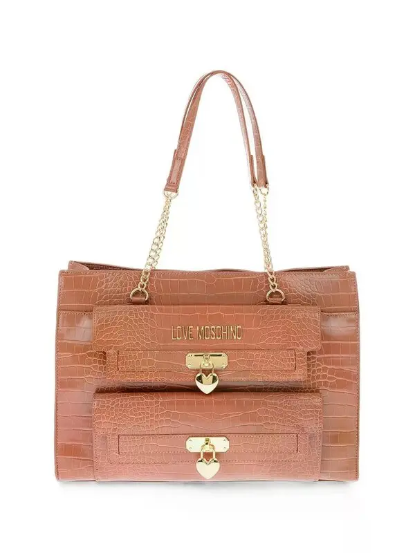 Moschino Crocodile-effect Love Tote Bag - Brown