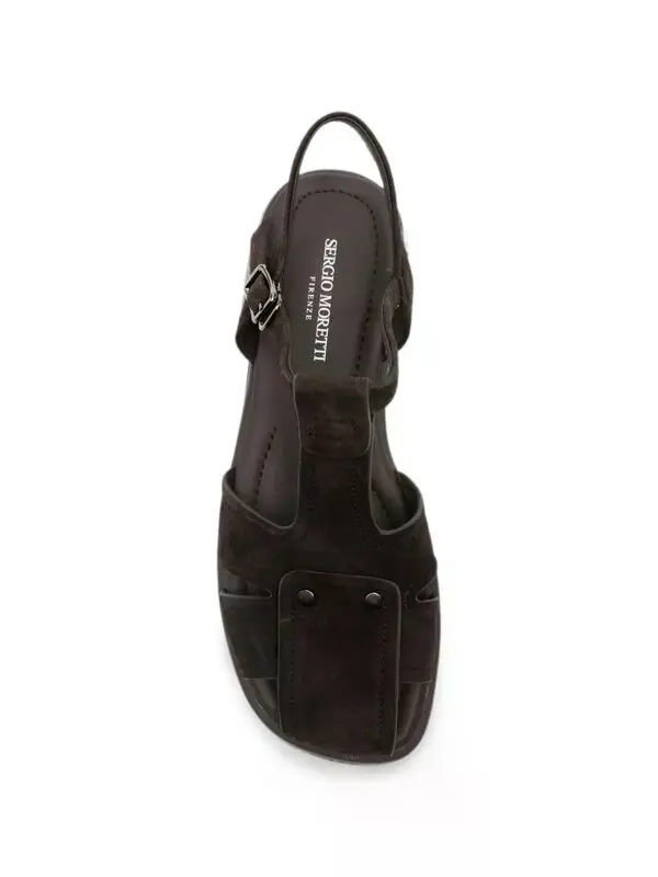 SERGIO MORETTI FIRENZE Suede Buckled Sandals - Brown