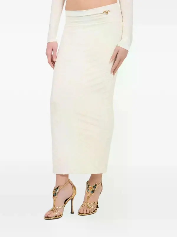 Roberto Cavalli Snake-effect Ruched Maxi Skirt