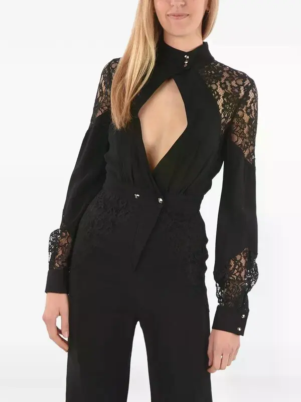 Philipp Plein Lace-panelled V-neck Jumpsuit