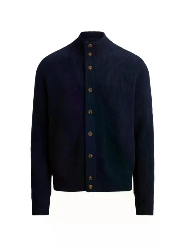 Rlx Ralph Lauren Rib-knit Mock-neck Cardigan - Blue