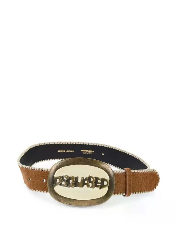 Dsquared2 Logo-buckle Whipstitch-trim Belt - Brown