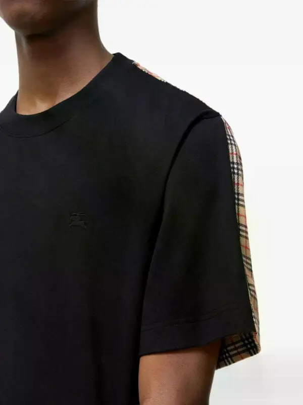 Burberry Check Cotton T-shirt - Black