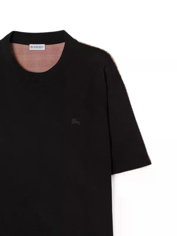 Burberry Check Cotton T-shirt - Black