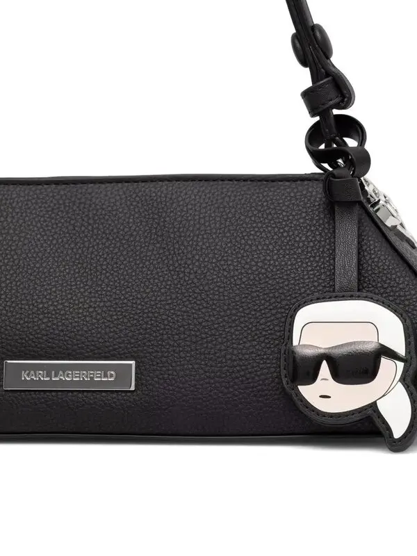 Karl Lagerfeld Logo-plaque Pebbled Shoulder Bag - Black