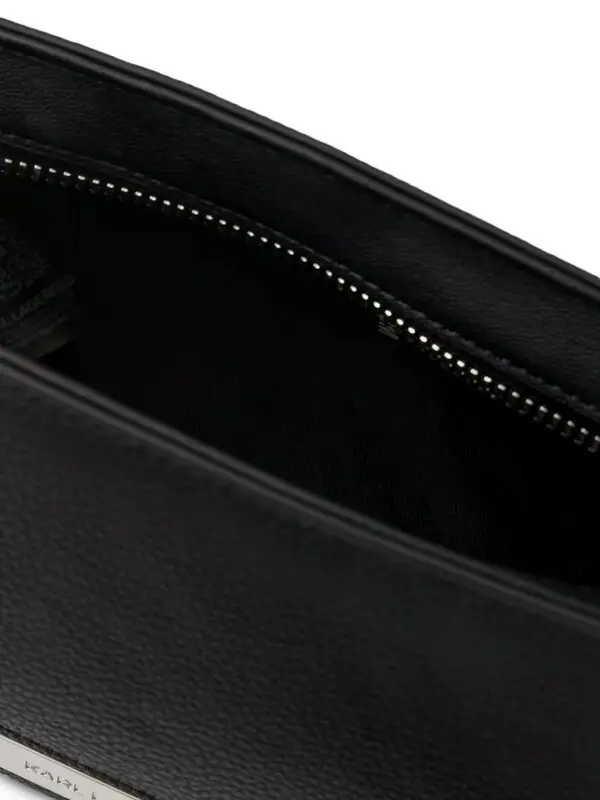 Karl Lagerfeld Logo-plaque Pebbled Shoulder Bag - Black