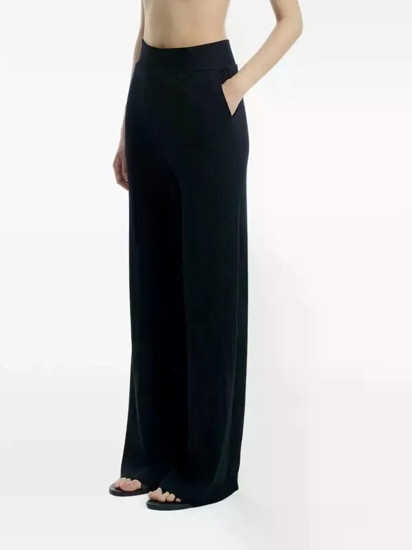 DETERM; Ribbed-knit Wide-leg Trousers - Black