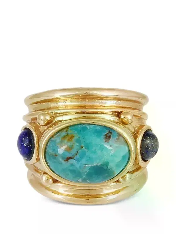 Gas Bijoux Simone Amazonite Malachite Ring - Gold